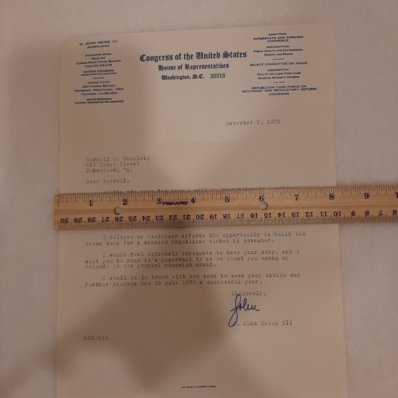 Source Unknown | Other | Vintage 975 Signed Letter Representative H ...